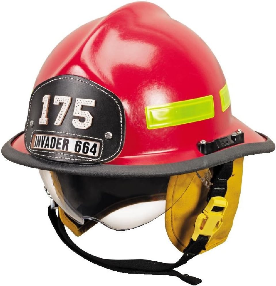 MSA Safety 10076783 Cairns Red Fire Helmet with 4" Standard Faceshield ...