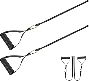 1 Pair Fitness Pulley Cable Tricep Rope Chest Expander Cables Strength ...