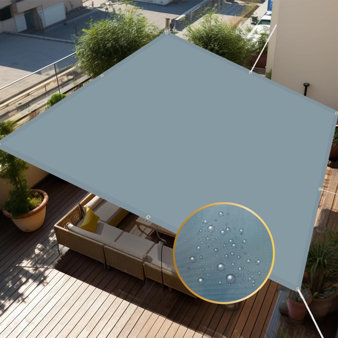 FREDDO Waterproof Sun Shade Sail 4.5 x 8 ft 95% UV Block 270 GSM for ...