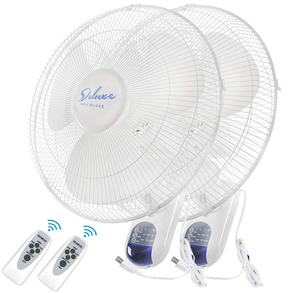 Simple Deluxe Wall Fan, 16 Inch Digital Wall Mounted Fan, with Remote ...