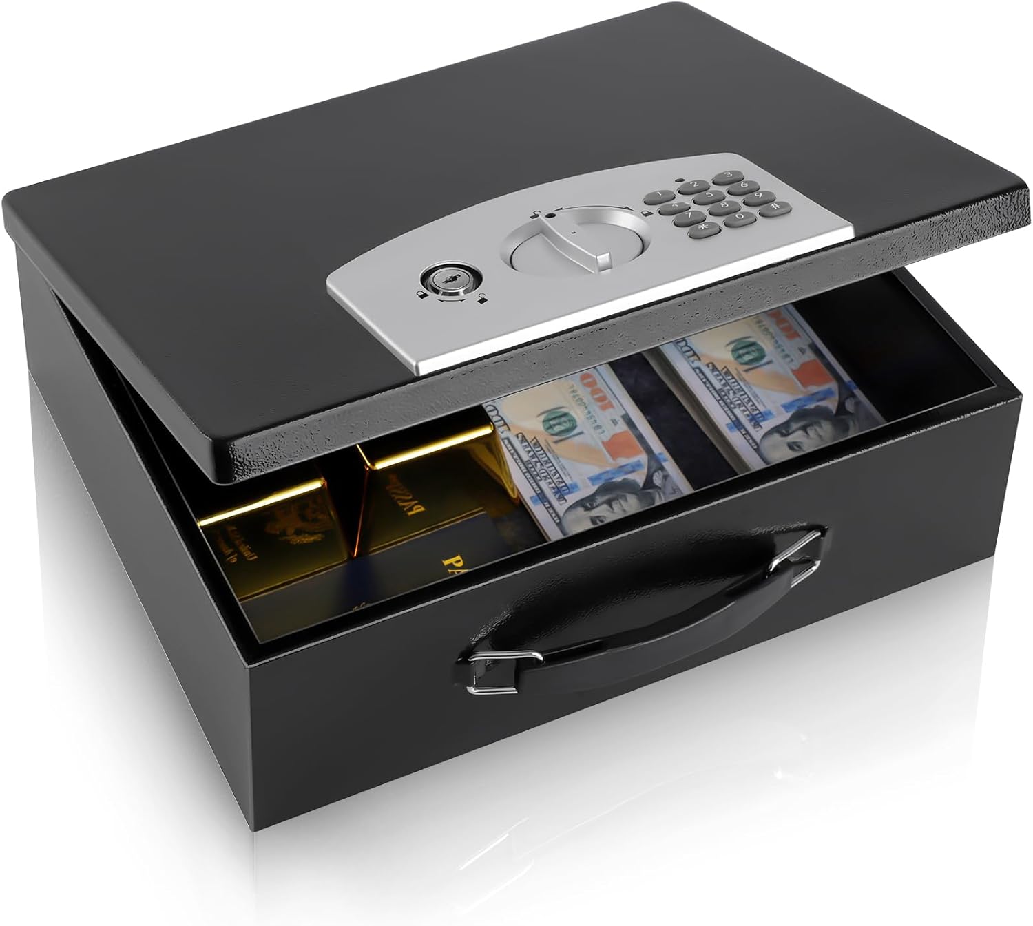 Dalmbox Portable Metal Safe Box with Digital Code Lock,Fire Resistant ...