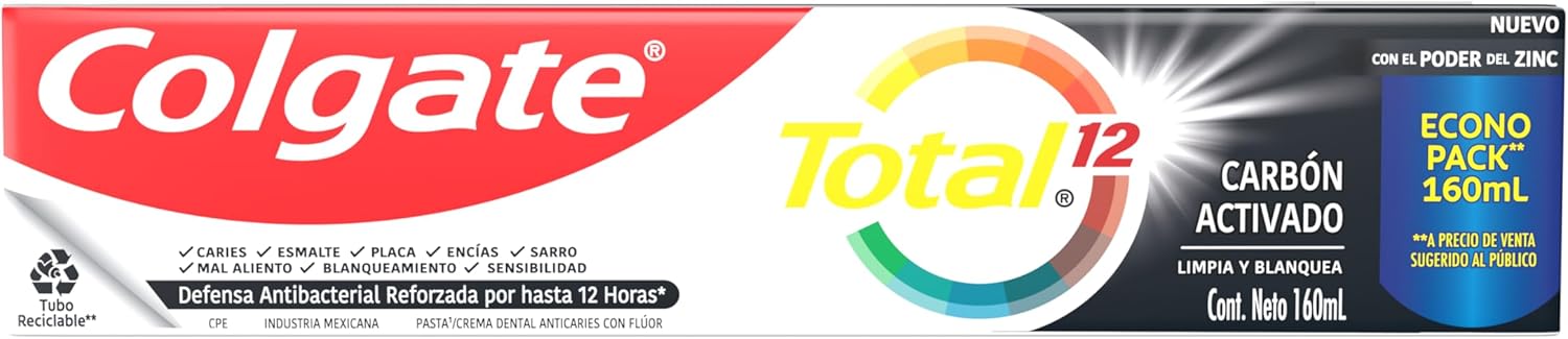 Colgate Pasta Dental Total 12 Carbón Activado 160 ml. Protección ...