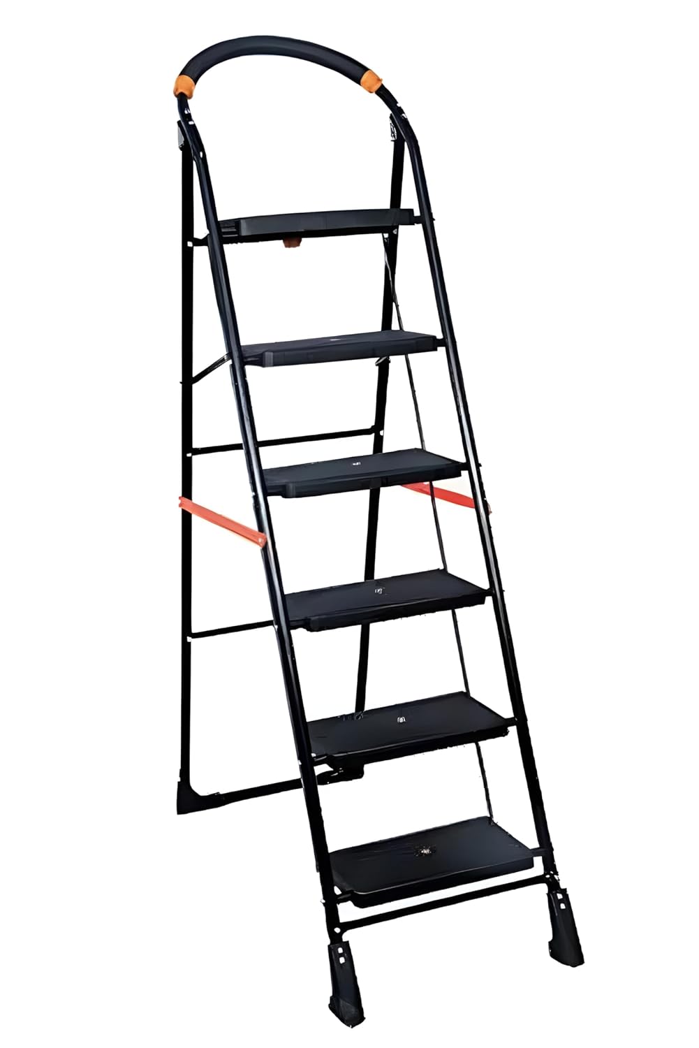 Kitchen Mate Heavy Duty Black Wide Steps Iron Foldable Ladder (6 Steps ...