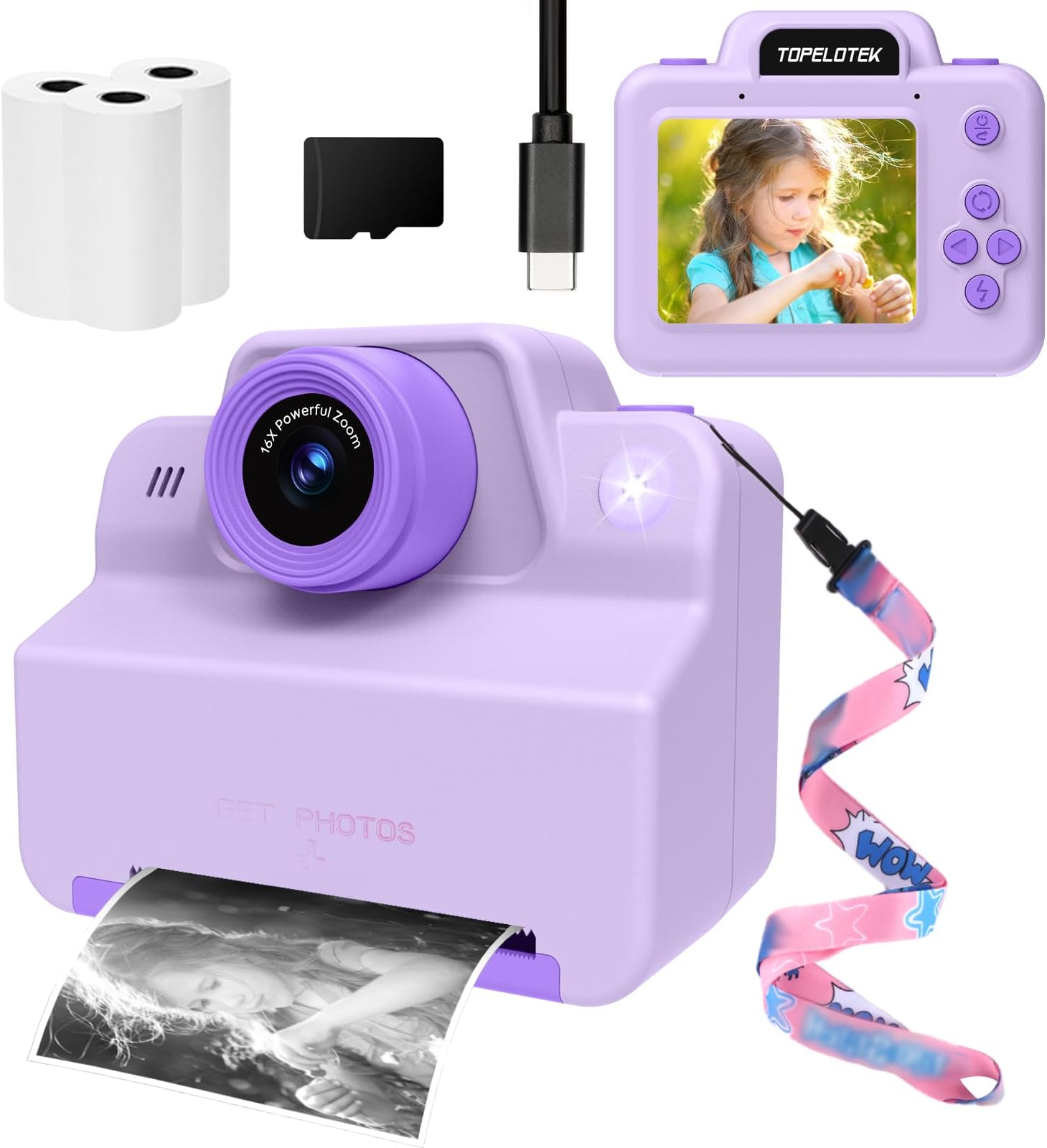 Amazon.com: Kids Instant Camera Print Photos Instantly, Toy Camera That ...