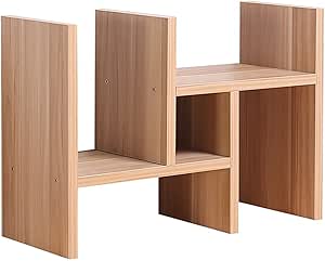 Bookshelf Expandable Wood Desktop Bookshelf Desktop Organizer Office ...