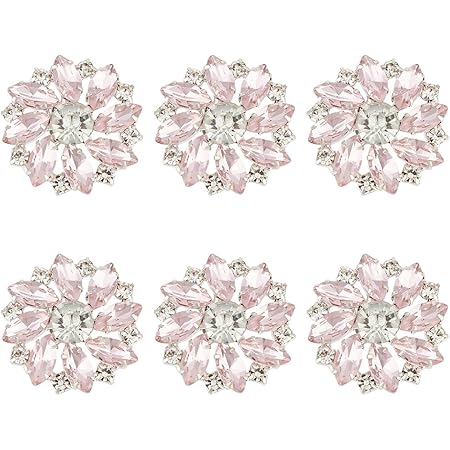 Amazon.com: FINGERINSPIRE 6 PCS Shiny Flower Rhinestone Buttons 1 inch ...