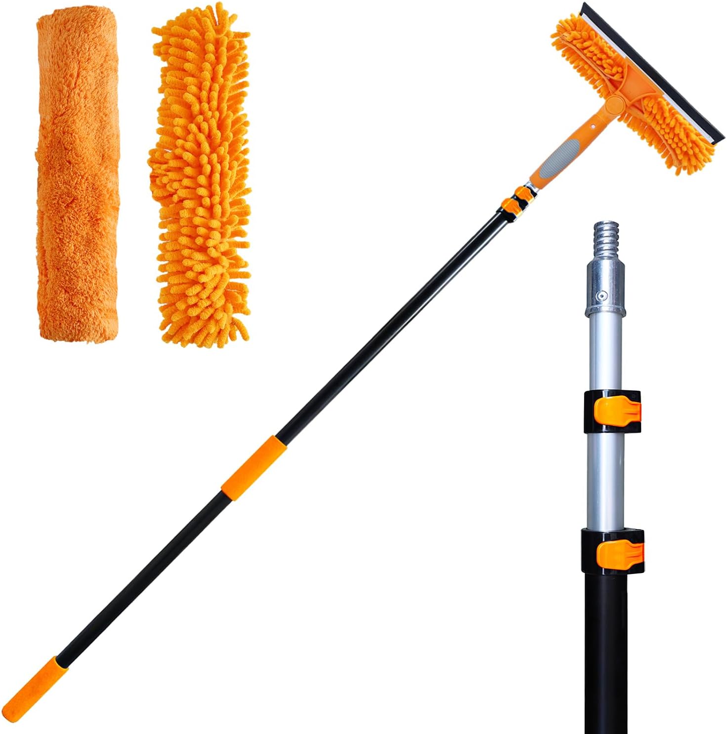 Amazon.com: 20 Ft+ Reach 2 in 1 Window Squeegee Duster with 5-to-12 ...