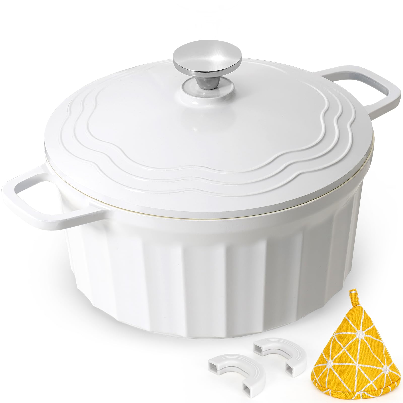 Amazon.com: Dutch Oven Pot with Lid, 4.5 Quart Enameled Cast Aluminum ...