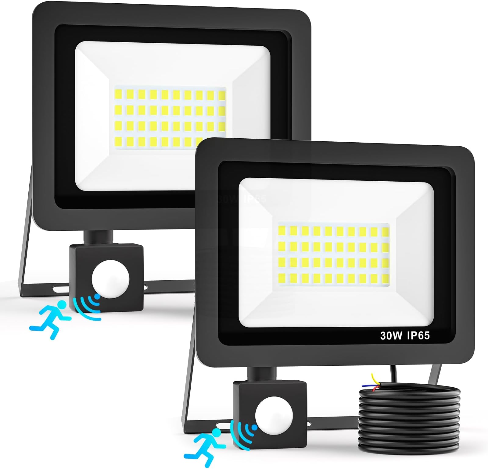 Aigostar 30W Security Lights Outdoor Motion Sensor, 2510 Lumen PIR ...