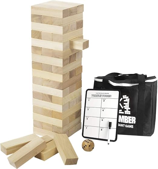 Giant Timber Tower with Dice & Game Board, 56 Pcs Gentle Monster Large ...