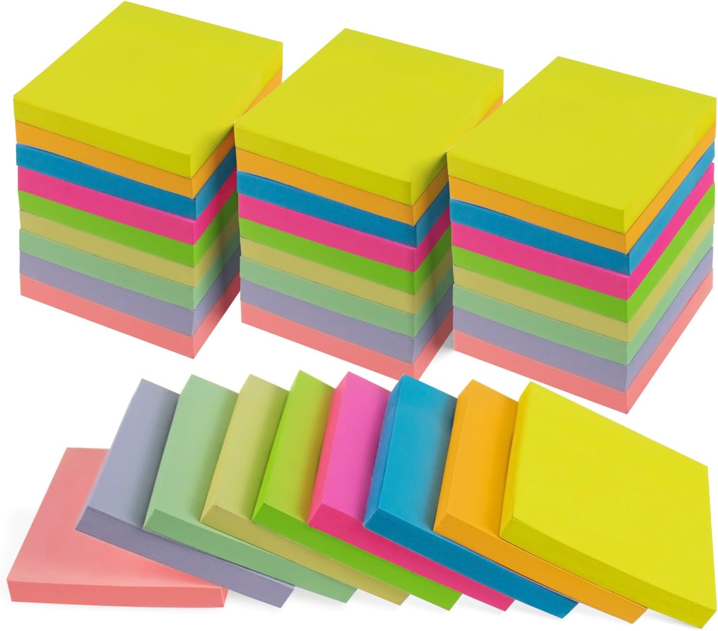 Amazon.com : 36 Pack（100 Sheet/Pads） self-Stick Notes, 3”x3”,Self-Stick ...