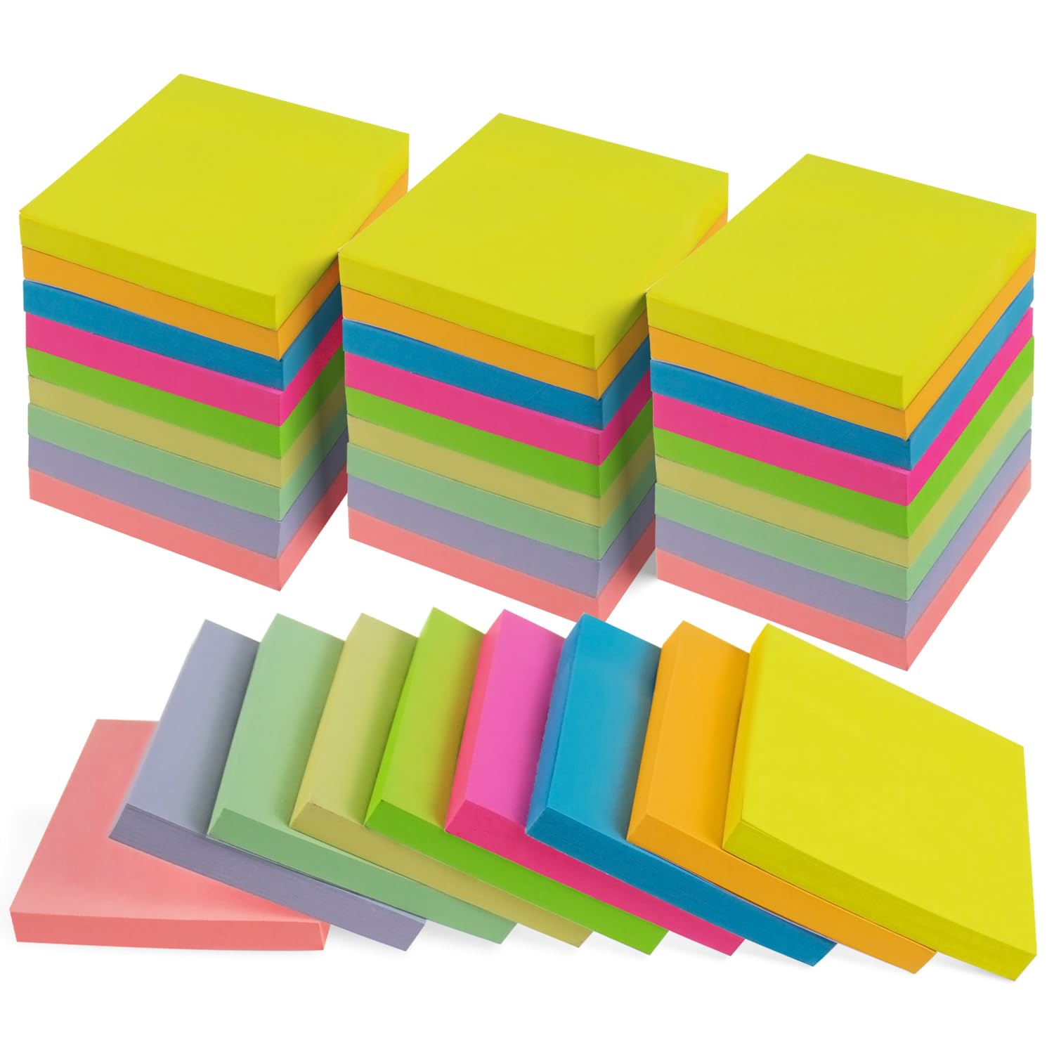 Amazon.com : 36 Pack（100 Sheet/Pads） self-Stick Notes, 3”x3”,Self-Stick ...