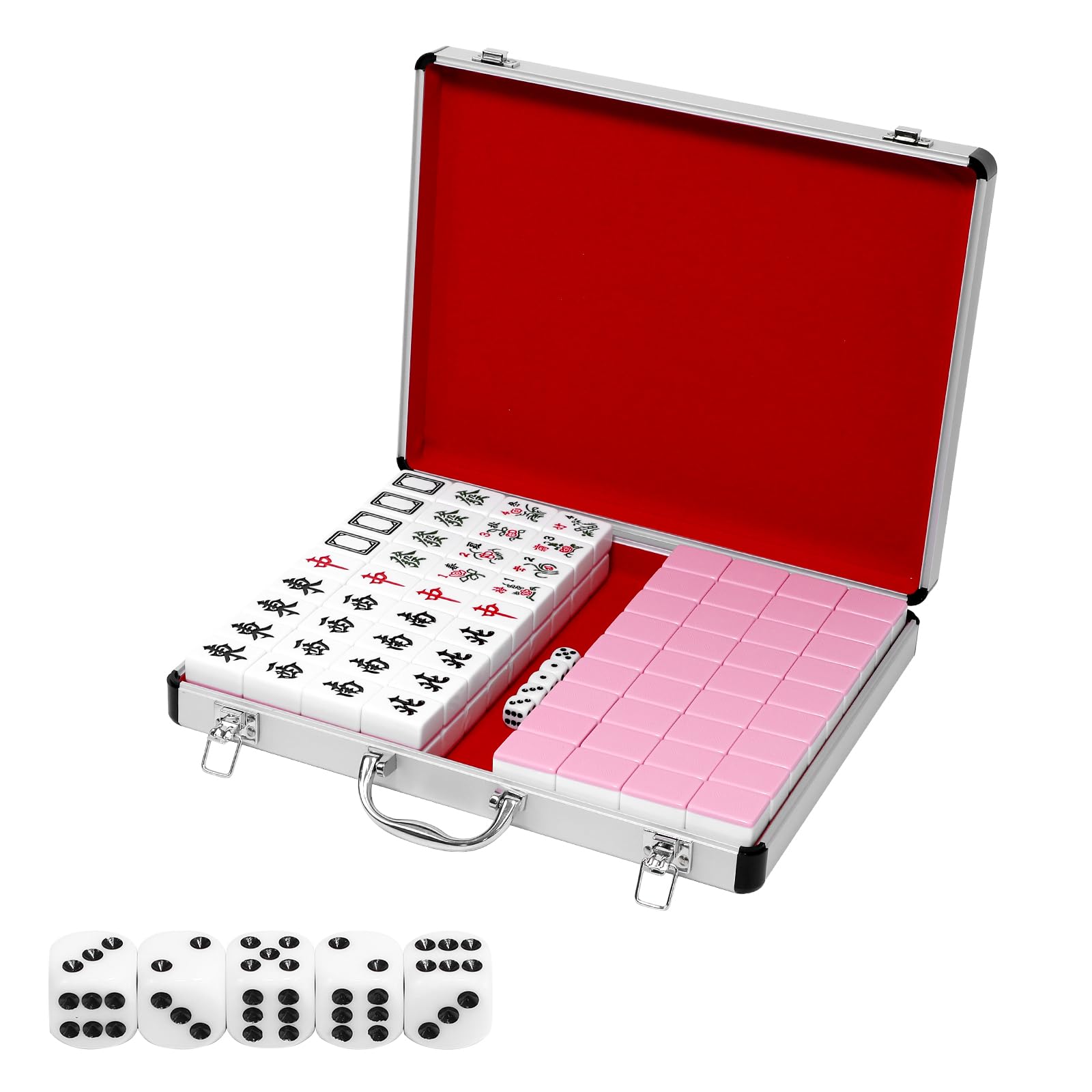 Amazon.com: Chinese Mahjong Set Portable Mahjong Tiles Set Contains 144 ...