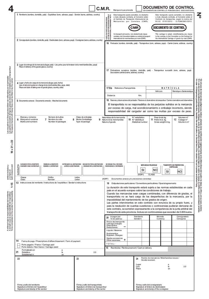 Transport Pdf Carnet CMR NCR Transport International 4 Copies Transport ...