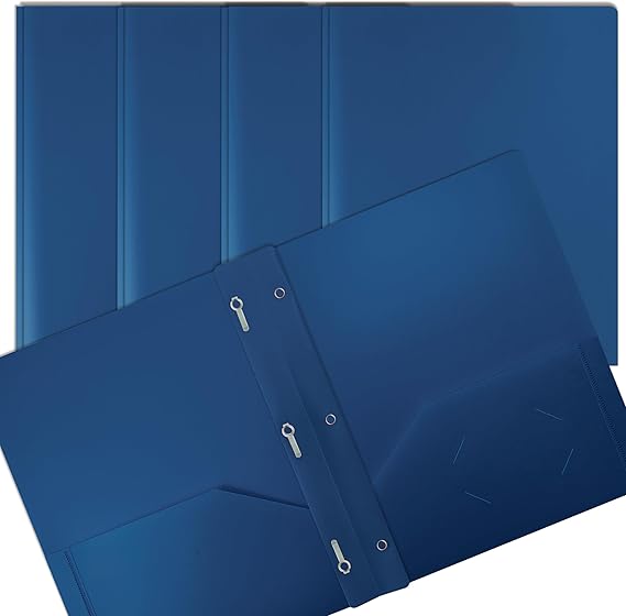 Amazon.com : Heavyweight Blue Plastic 2 Pocket Portfolio Folder, Letter ...