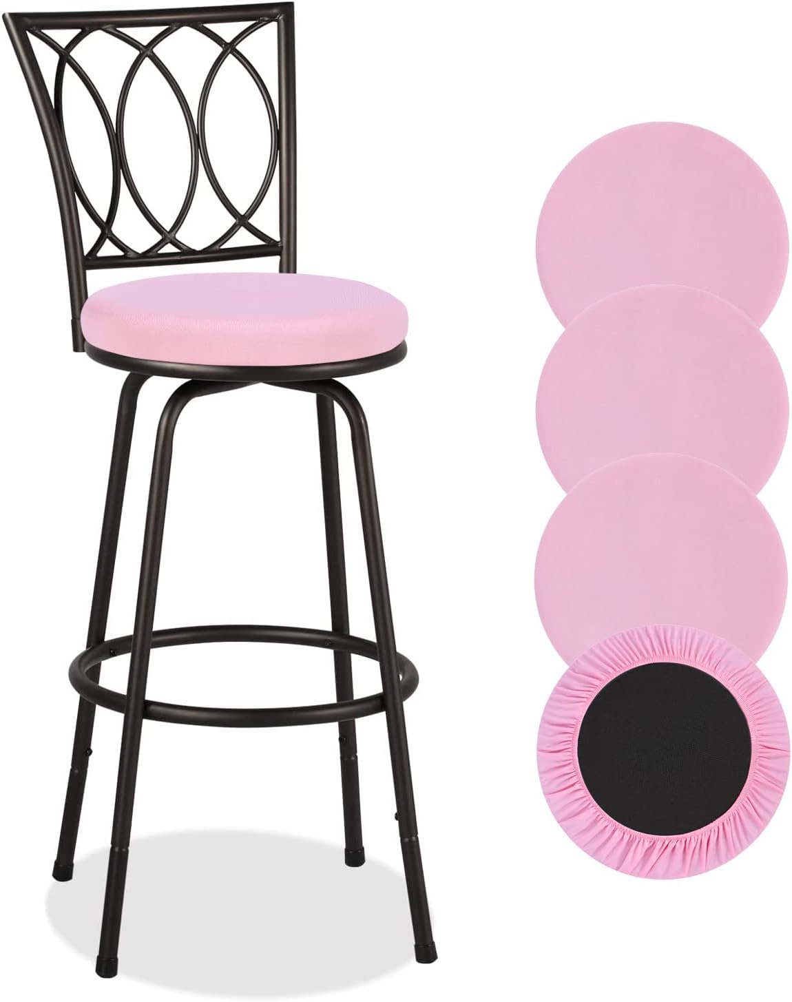 Amazon.com: Deisy Dee 4PCS Round Bar Stool Seat Covers Stretch Round ...