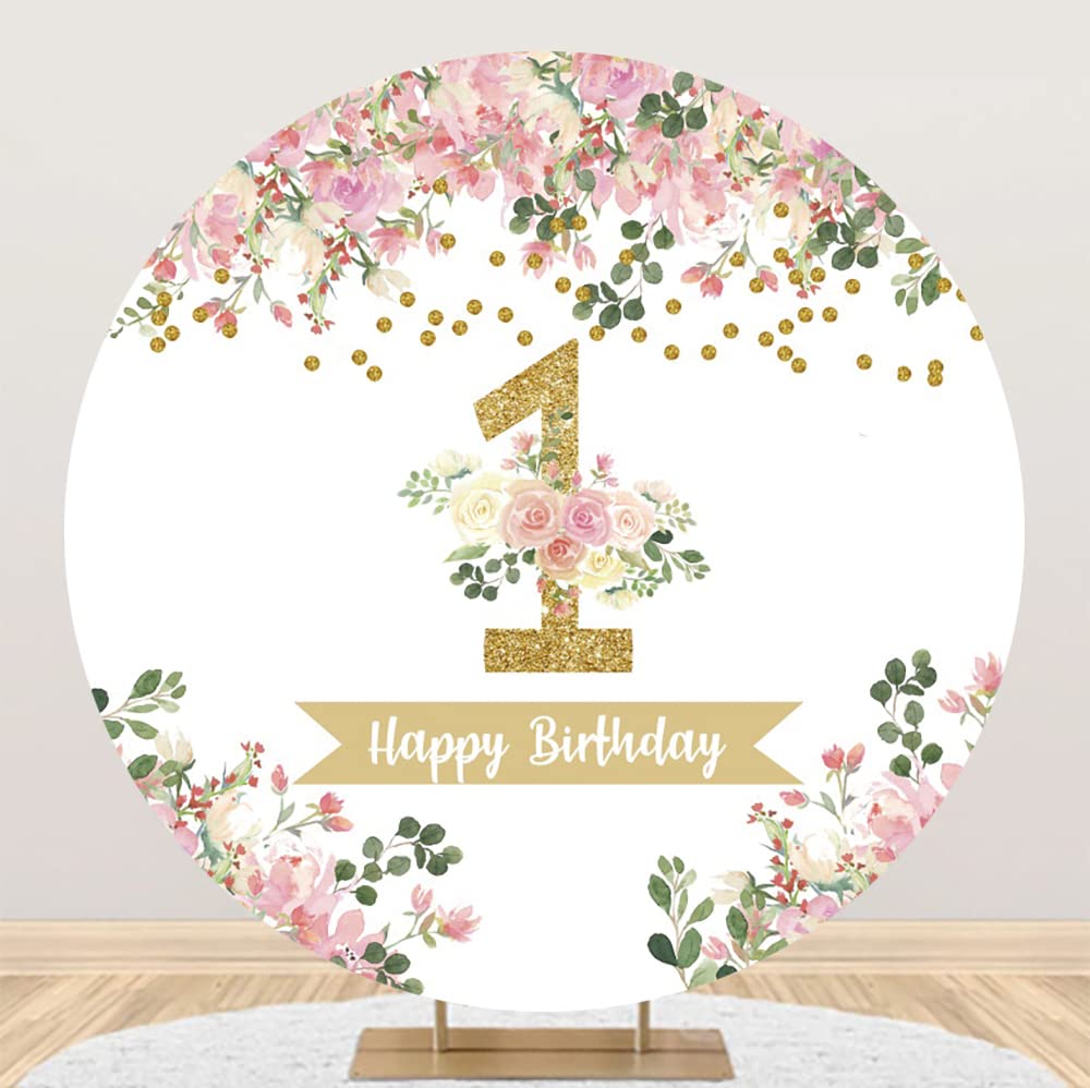 Amazon.com : Leyiyi 6x6ft 1st Birthday Round Backdrop Cover Green ...