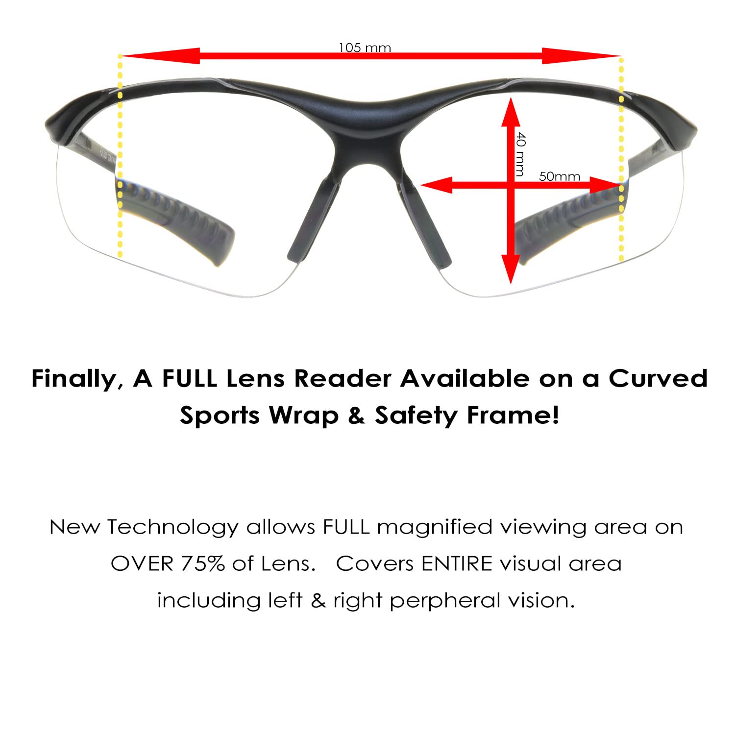 Snapklik.com : Full Lens Reader Safety Glasses +1.50 Clear Lens Sport ...