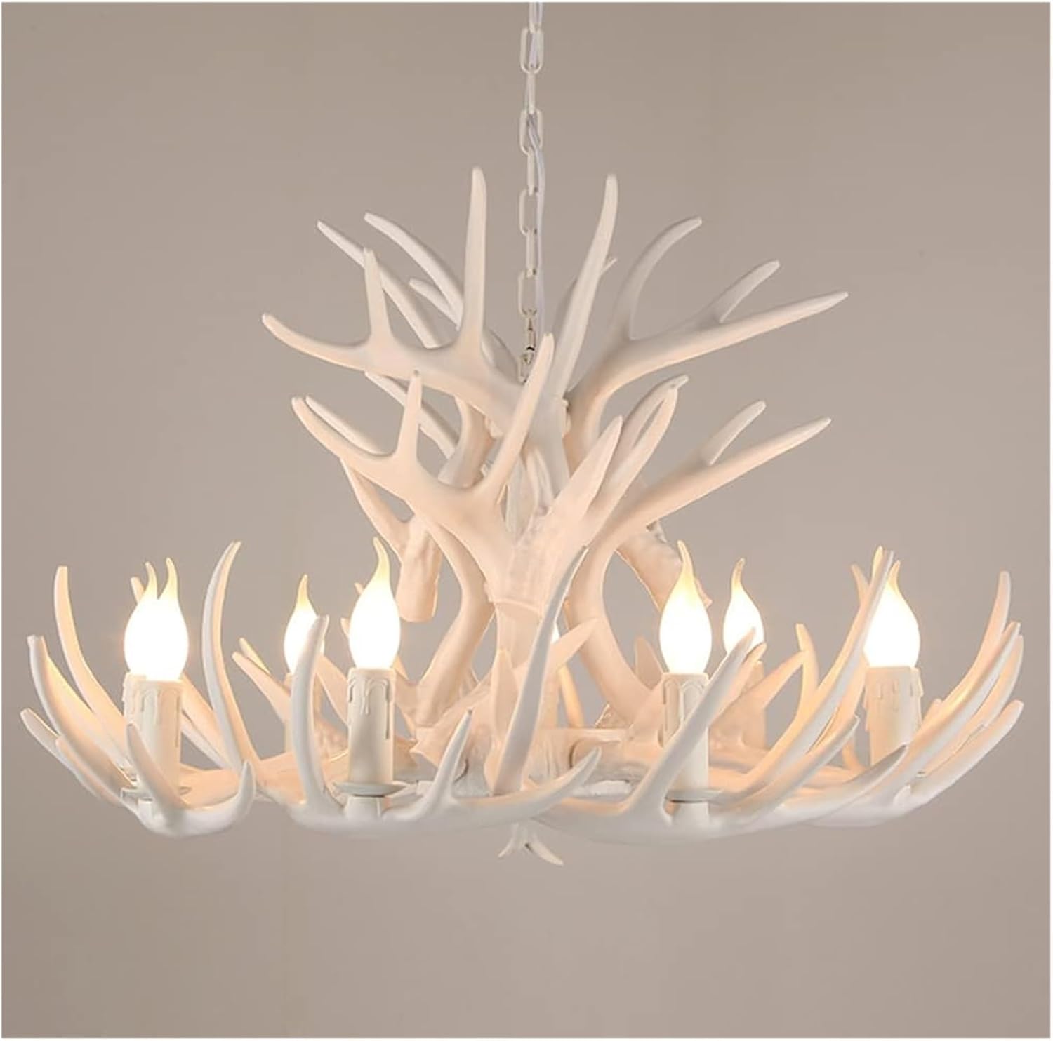 White Antler Chandelier, Farmhouse Rustic Deer Horn Chandelier Lighting ...