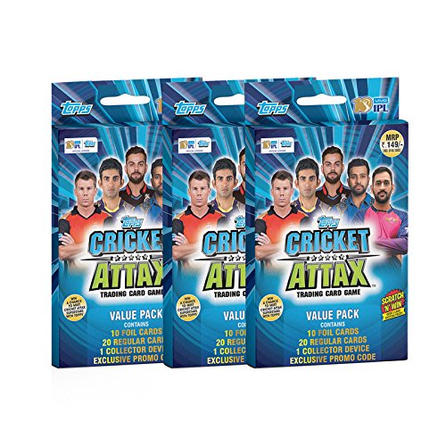 Buy Topps Cricket Attax IPL CA 2017 Value Pack, Multi Color (Pack of 3 ...