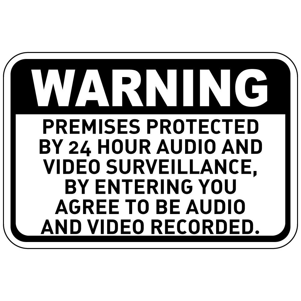 Amazon.com: Warning Premises Protected by 24 Hour Audio and Video Label ...
