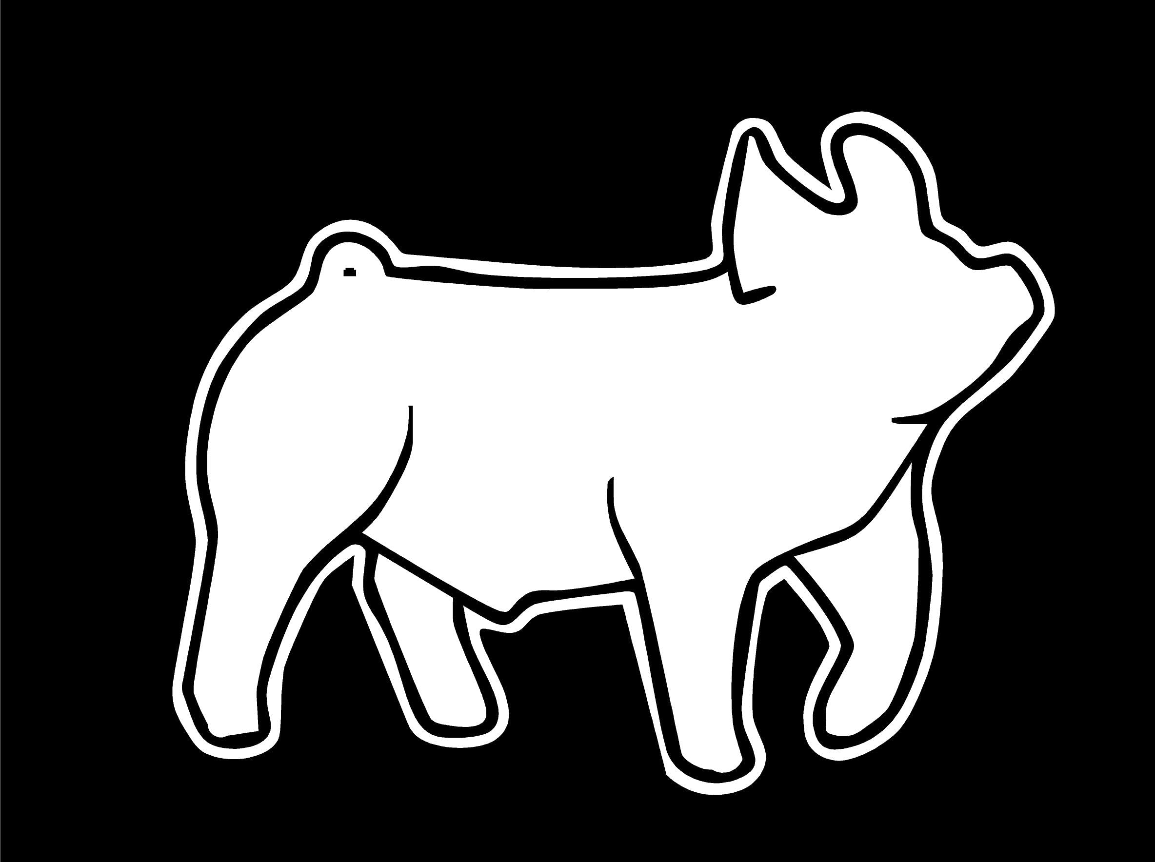 Amazon.com: 5.5 x 4.25" Show Pig Outlined Vinyl Die Cut Decal Bumper ...