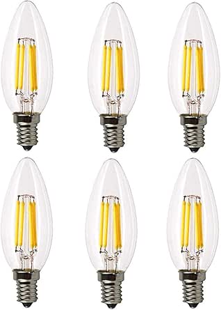 12V E14 LED Filament Candle Light Bulb E14 Base Warm White 2800K 400LM ...