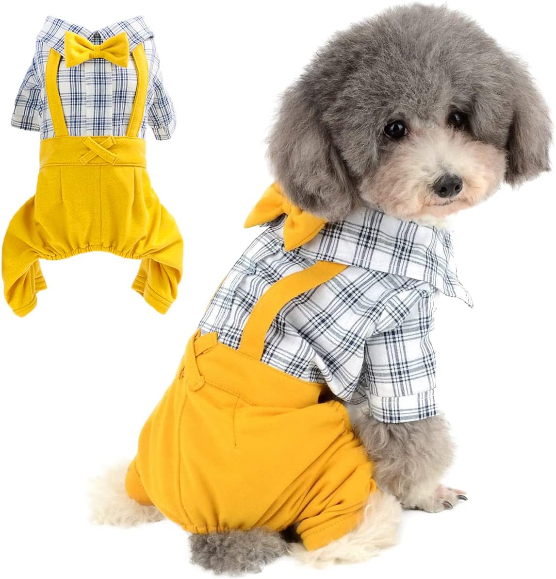 Amazon.com : Dog Shirts Clothes Striped Onesies, Pet Plaid Overalls ...