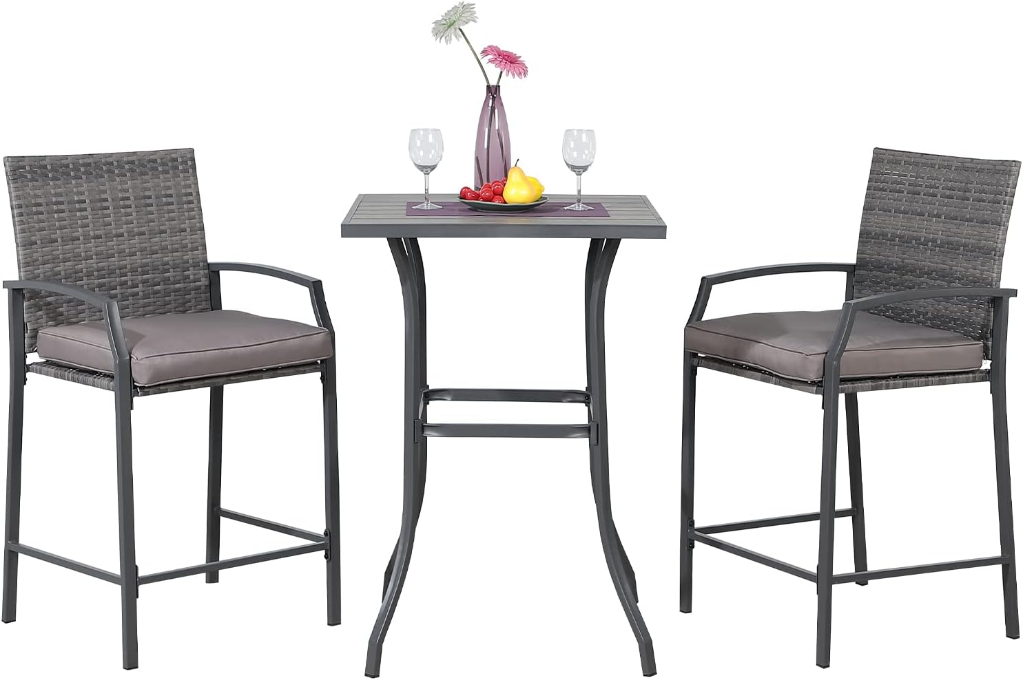 Amazon.com: COSTWAY 3 PCS Patio Table and Chairs Set, Bistro Furniture ...