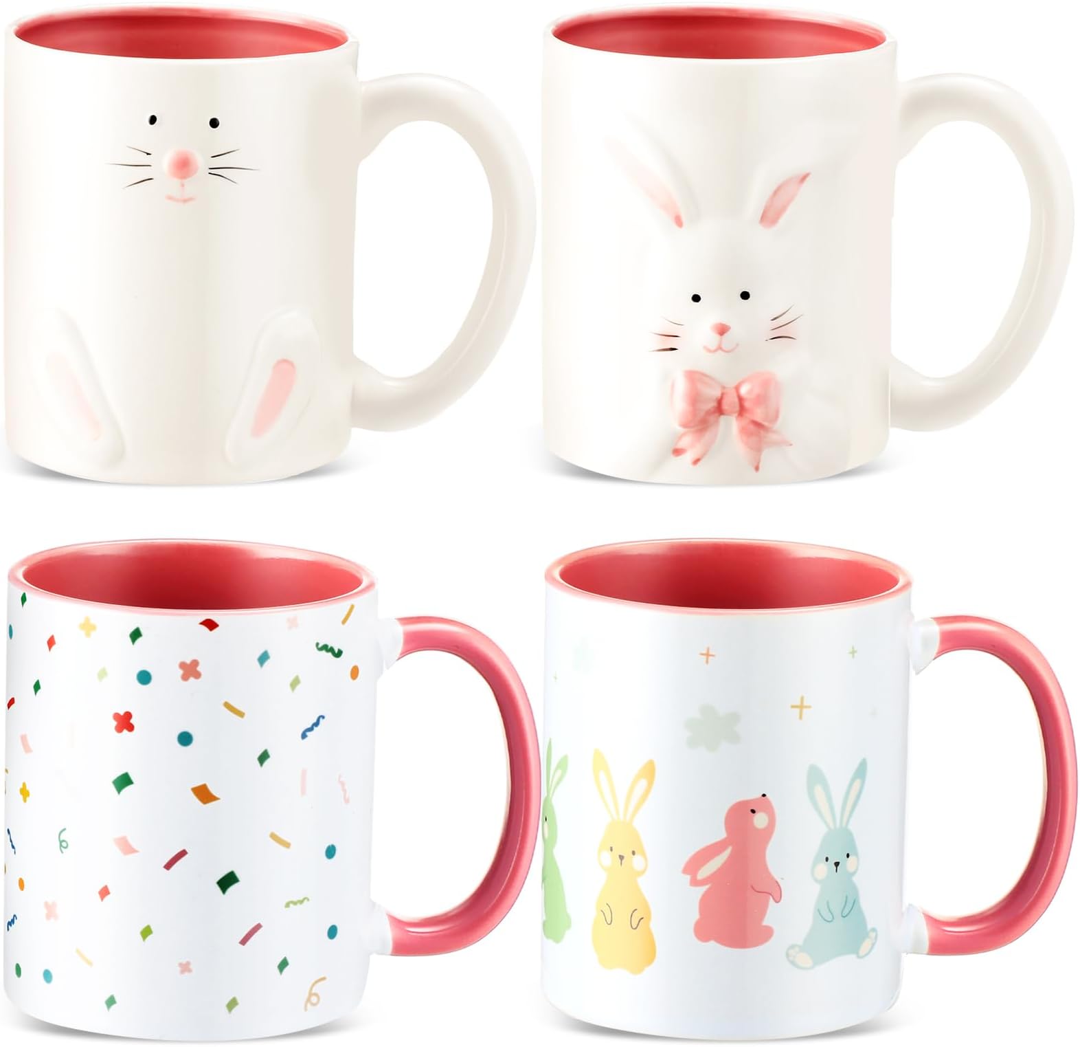 Amazon.com: Sunnychicc 4 Pcs Easter Mugs Bunny Ceramic Coffee Mug Cute ...