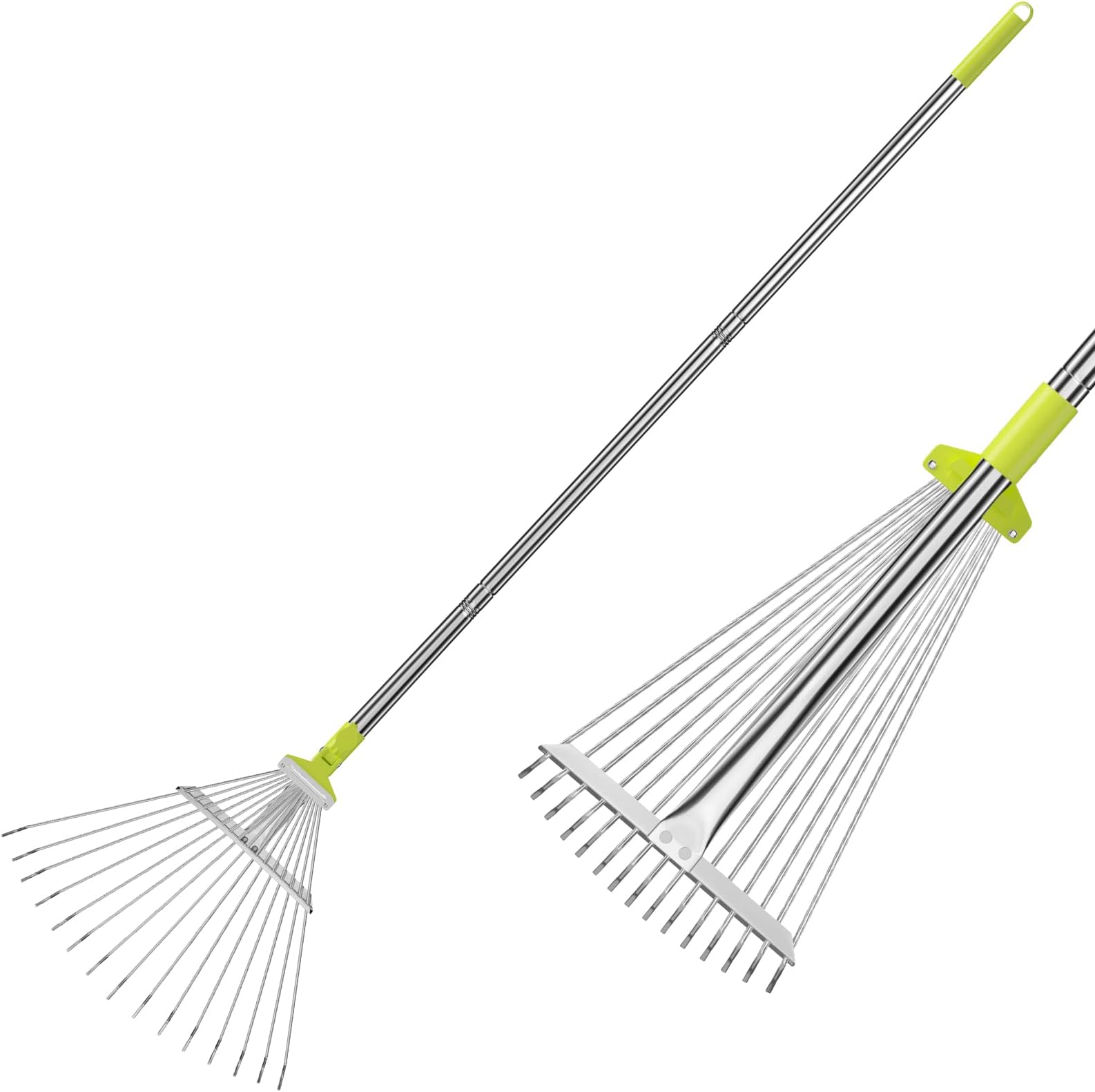 Amazon.com : Adjustable Garden Leaf Rake 5.5ft, Collapsible Metal Yard ...