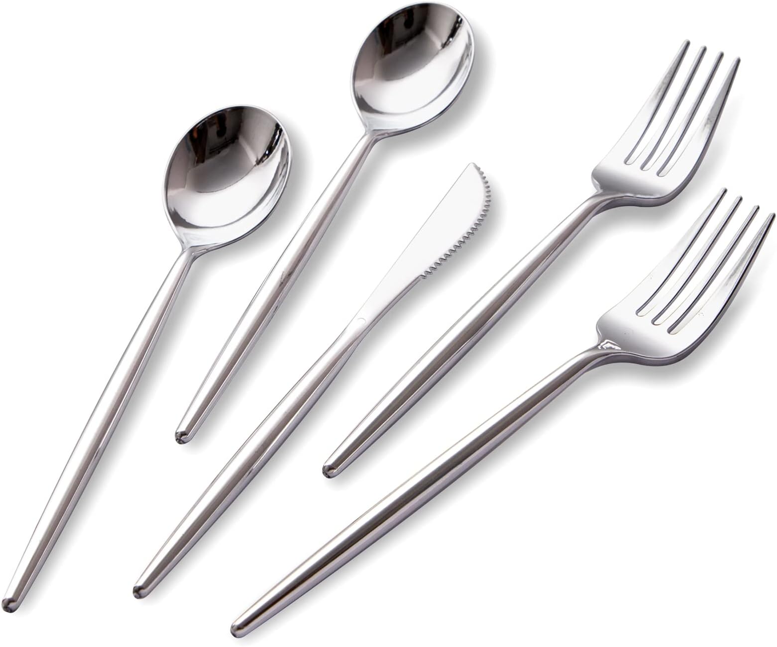 Amazon.com: Plastic Silverware Set- Silver Flatware Set- Heavy Duty ...