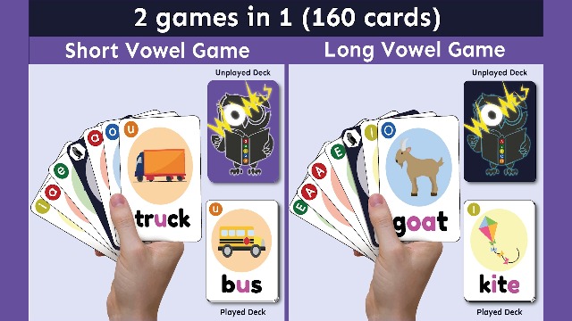 Learn To Read WOWELs Phonics And Vowel Sounds Card Game - Kindergarten ...