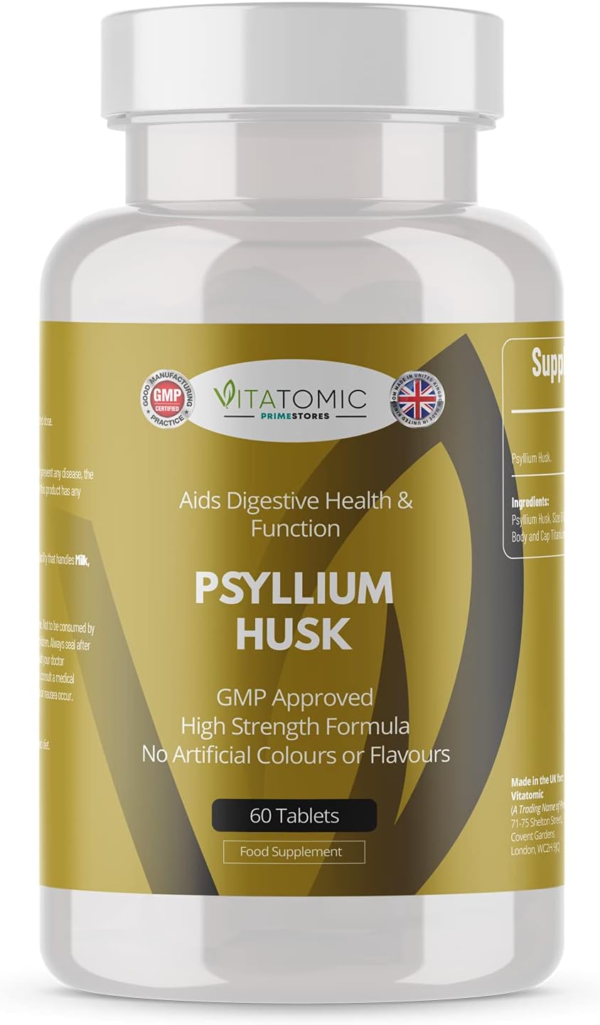 Psyllium Husk Fibre 500mg – 60 Powder Husks Tablets – Constipation ...