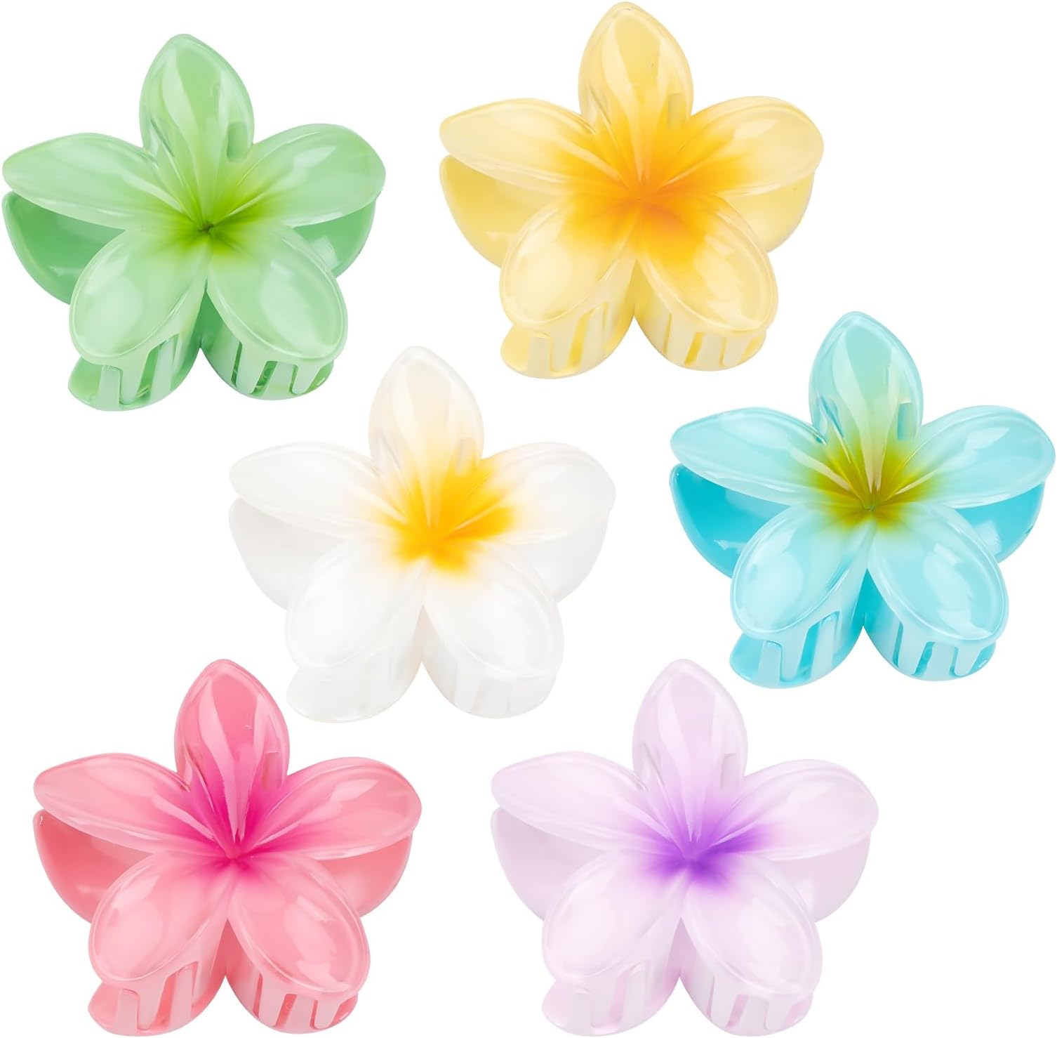 Amazon.com: Flower Hair Claw Clips - Hawaiian for Women | Plumeria for ...