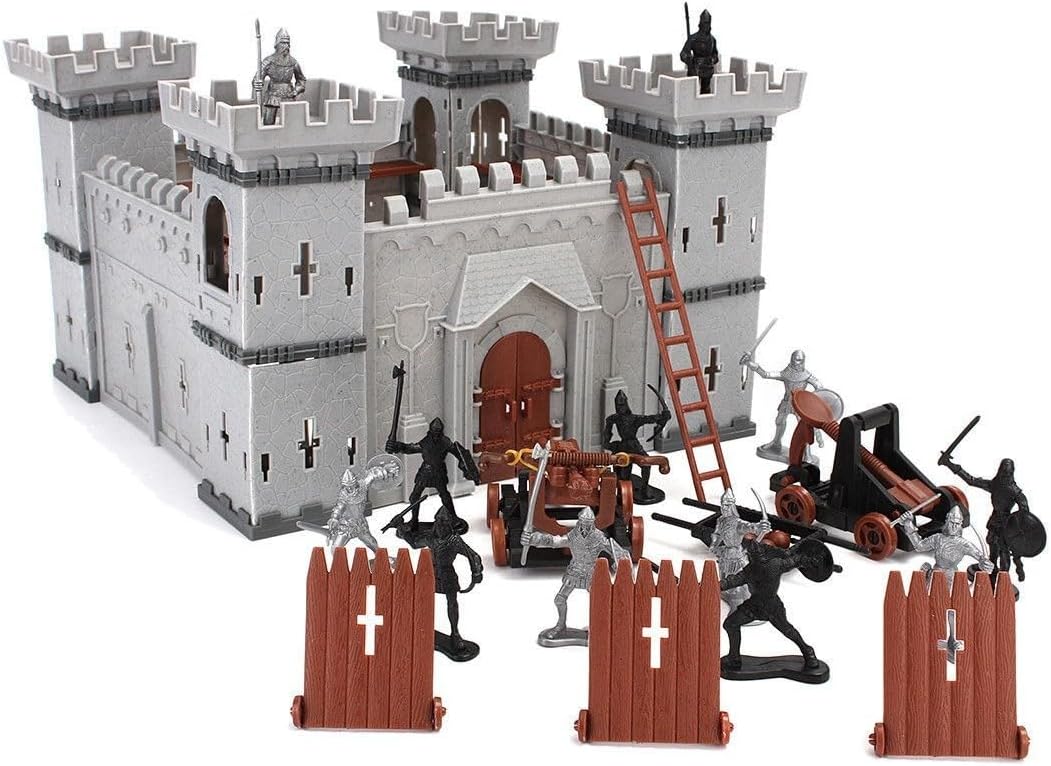 Castle Model Puzzle Medieval Castle Model Kit Toy Set Silver Black Self ...