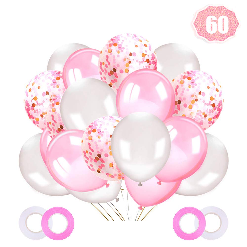 Buy LAKIND 60 Pieces Pink Balloons, Pale Pink Confetti Balloon,Pink and ...