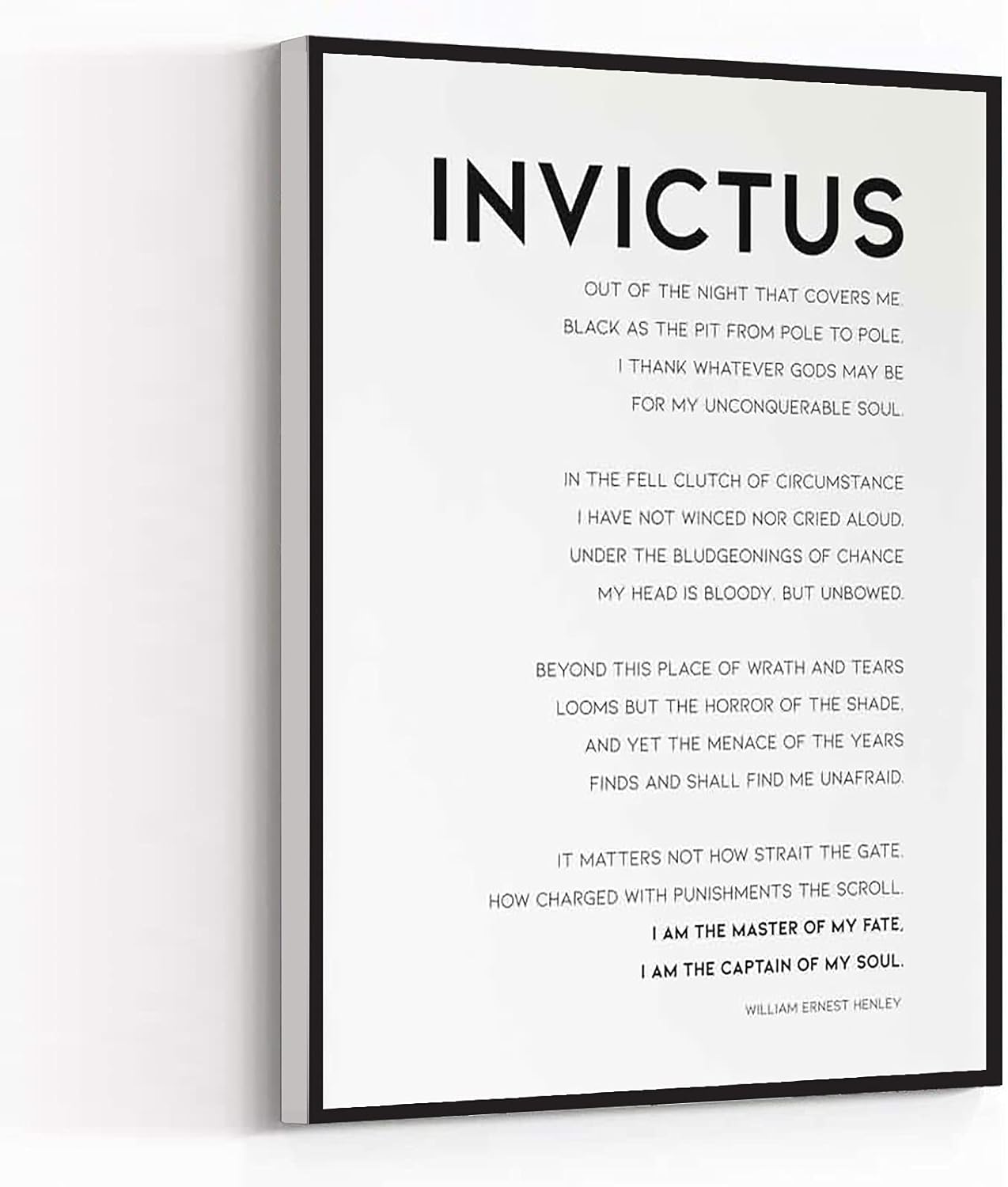 Amazon.com: KEJPU Canvas Wall Art Modern Art Print Invictus Poem Print ...