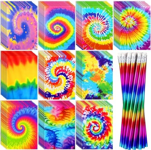 Amazon.com: Tenceur 120 Pcs Tie Dye Notebook Pencil Set 60 Mini Tie Dye ...