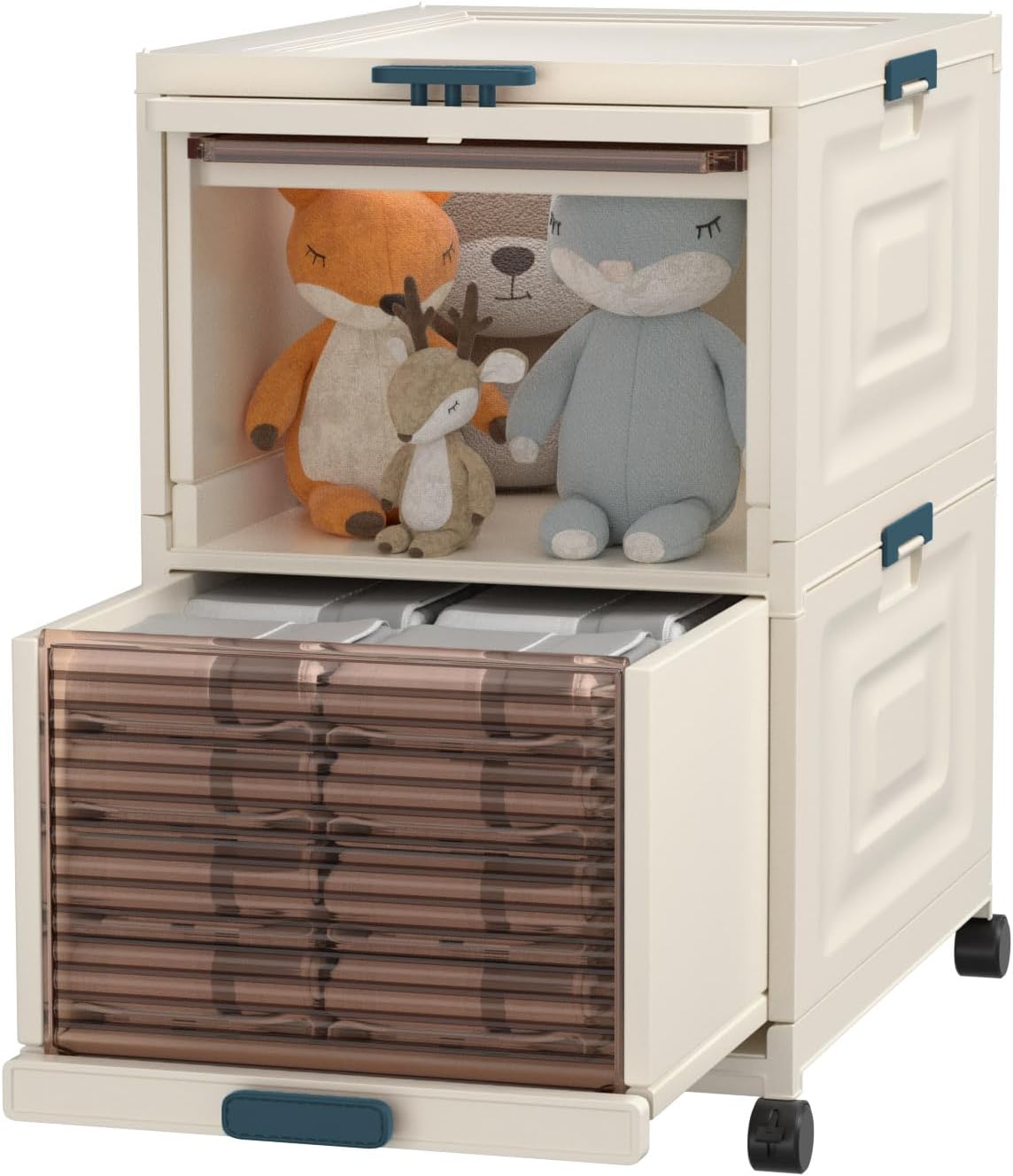 Amazon.com: AKELOR 2 Tier Collapsible Storage Drawers with Wheels ...