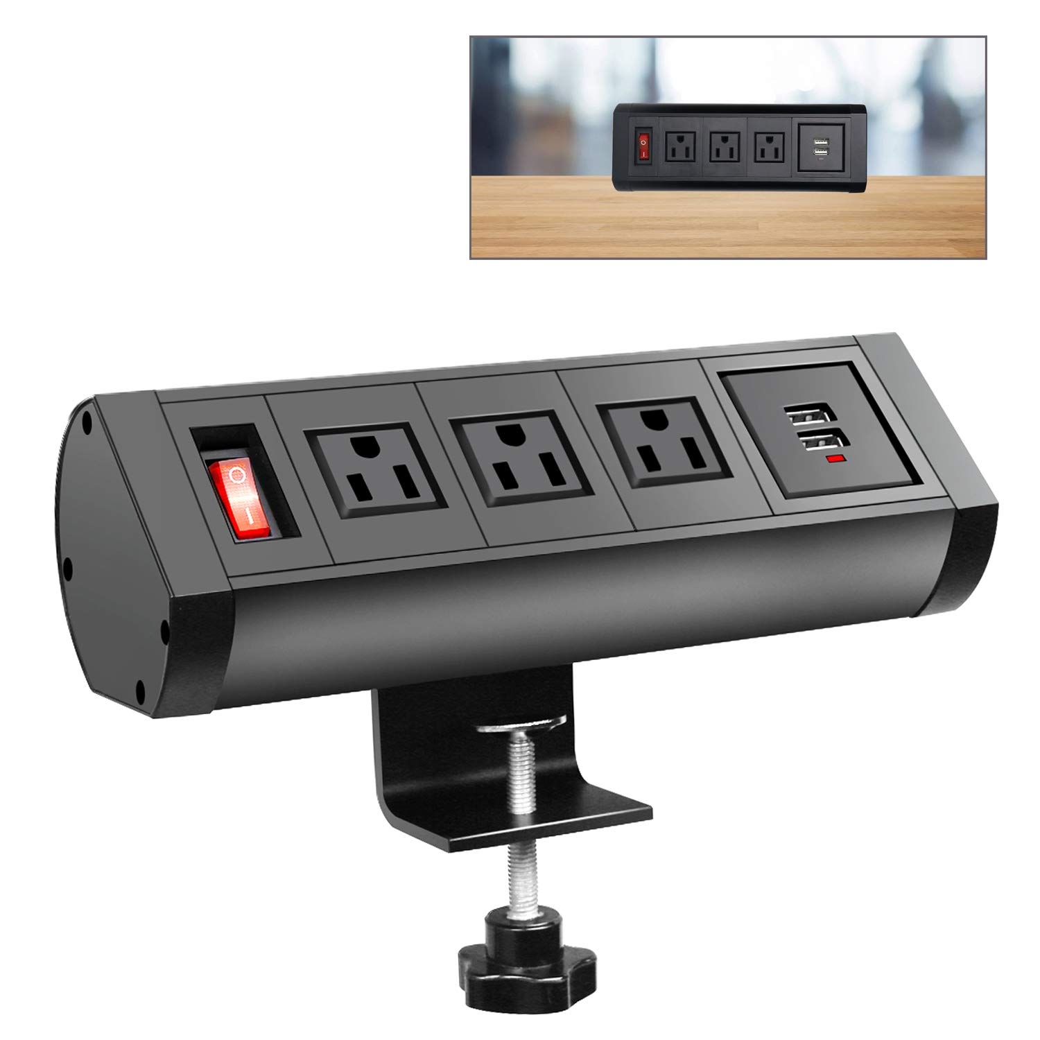 Buy White Type-C Under Desk Power Strip, Adhesive Wall Power Strip with ...