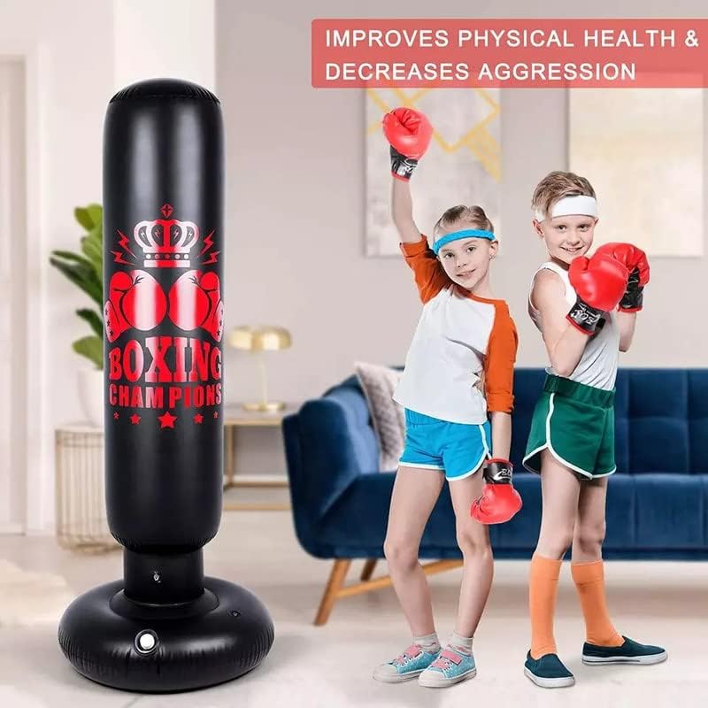 Inflatable Punching Bag, 160CM Standing Ninja Boxing Bag for Kids, With ...