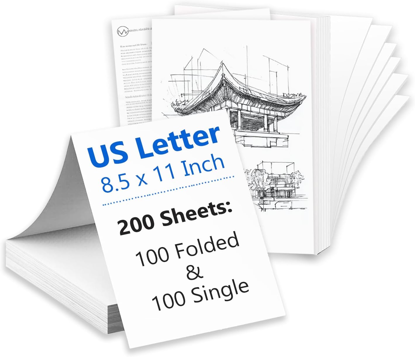 Amazon.com: 200 Sheets US Letter Size Thermal Paper(100 Folded & 100 ...