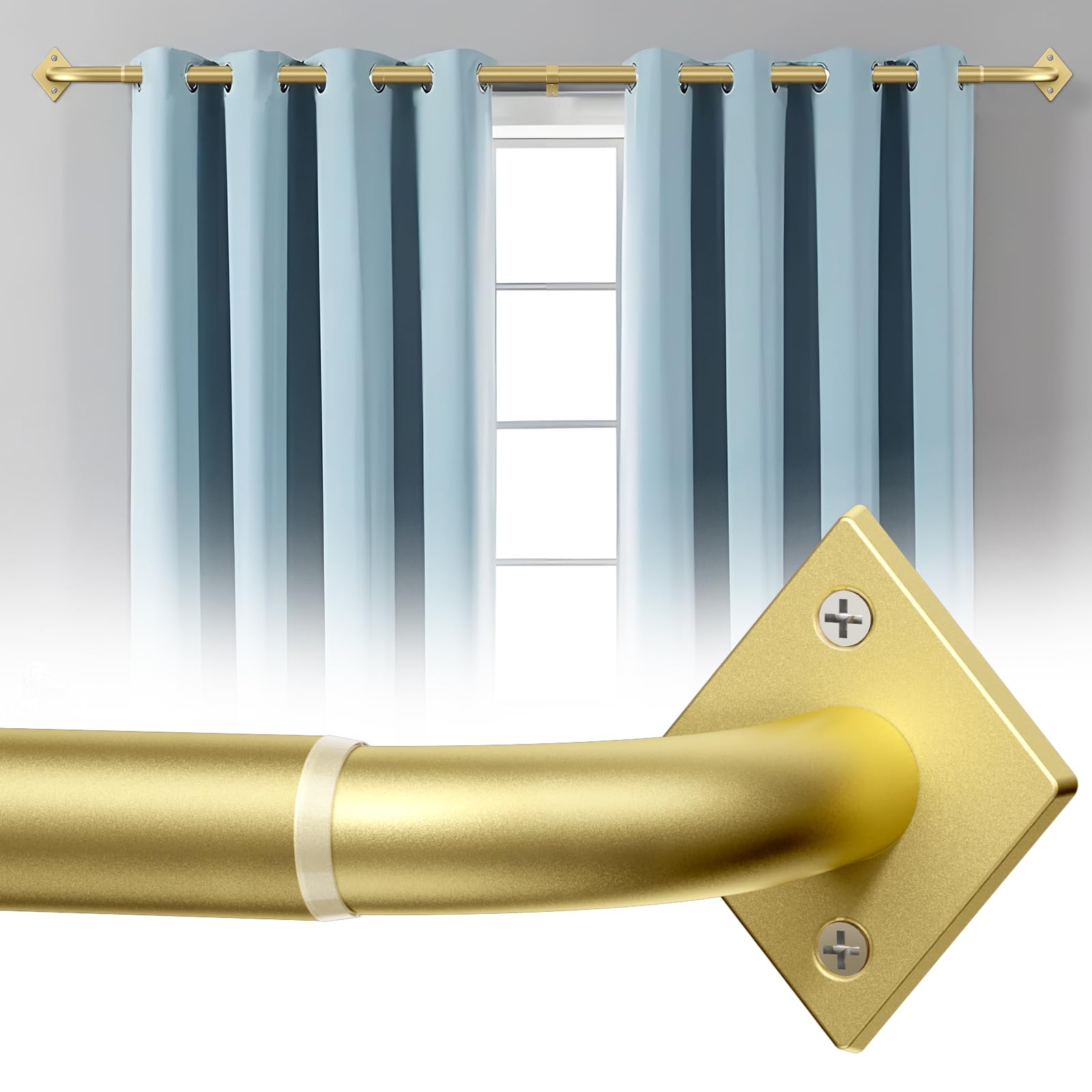Amazon.com: Gold Curtain Rod 48 to 84 Inch Heavy Duty Curtain Rods of ...