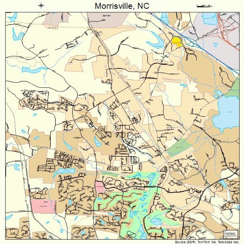 Large Street & Road Map of Morrisville, North Carolina NC - Printed ...