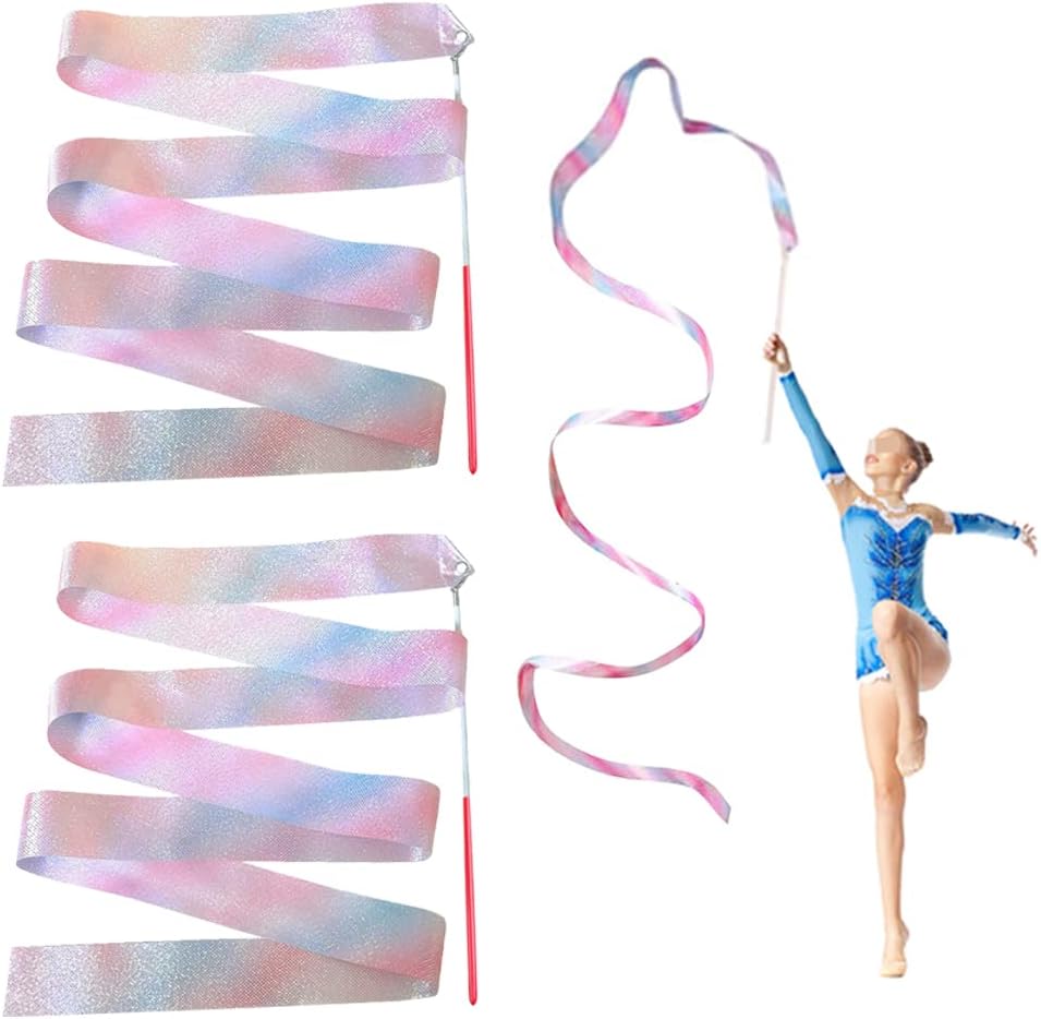 Amazon.com : 2Pcs Dance Ribbons, Streamers Rhythmic Art Gymnastic Baton ...