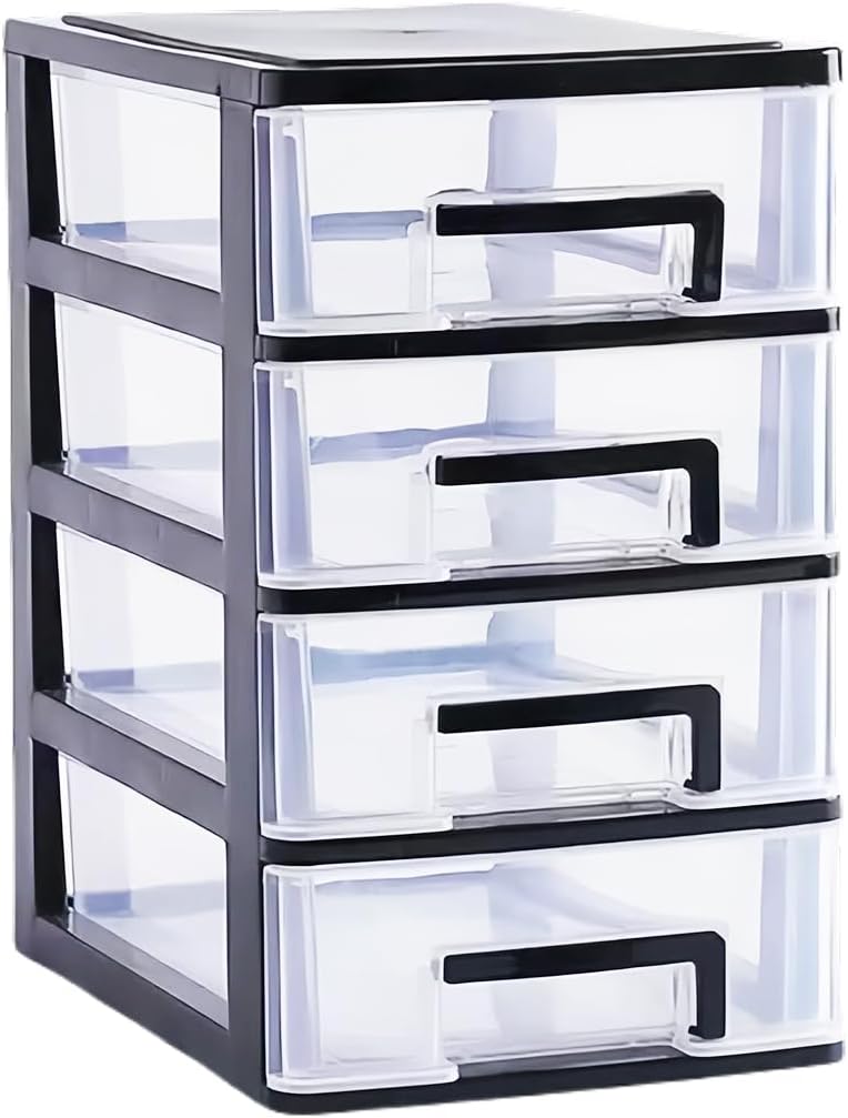 GYOTUU 4-Drawers Storage Unit, Plastic Storage Drawers, Small Desktop ...