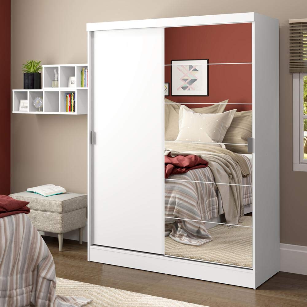 Guarda-Roupa Solteiro Madesa Luke 2 Portas de Correr com Espelho ...