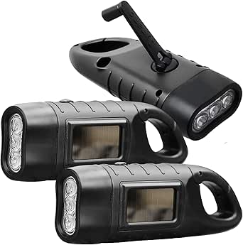 REKALRO Wind Up Torch 3 Pack, Led Torch Rechargeable Super Bright ...