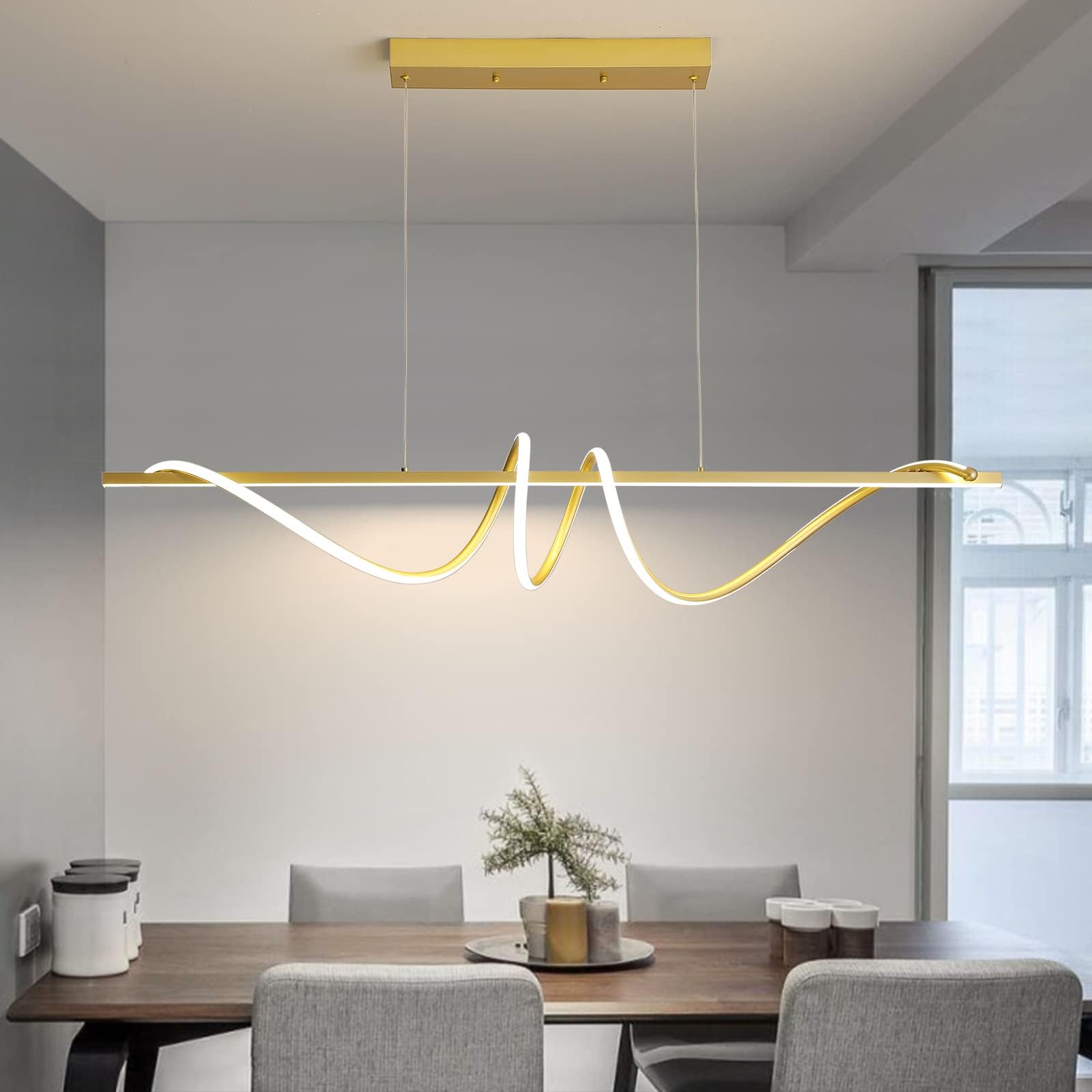 Modern Led Chandeliers for Dining Room, Dimmable 3000k~6500k Remote ...